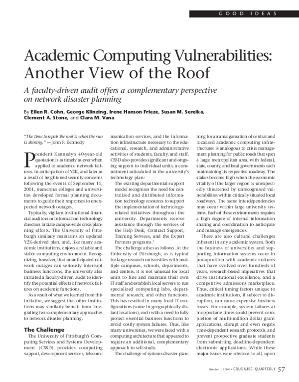 (PDF) Academic Computing Vulnerabilities: Another View of the Roof