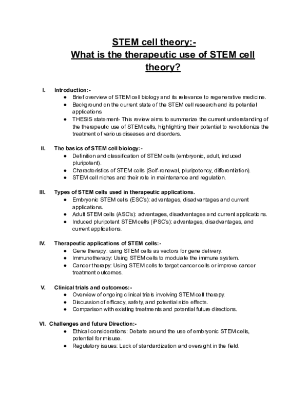 (PDF) STEM cell theory:-What is the therapeutic use of STEM cell theory