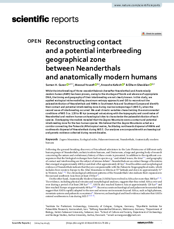 (PDF) Reconstructing contact and a potential interbreeding geographical ...