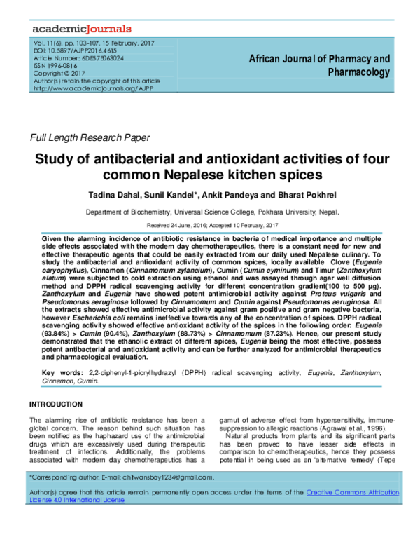 (PDF) Study of antibacterial and antioxidant activities of silver nanoparticles synthesized from ...