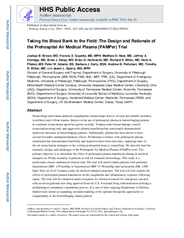 (PDF) Taking the Blood Bank to the Field: The Design and Rationale of ...
