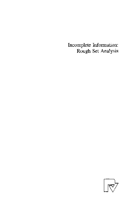 (PDF) Incomplete Information: Rough Set Analysis