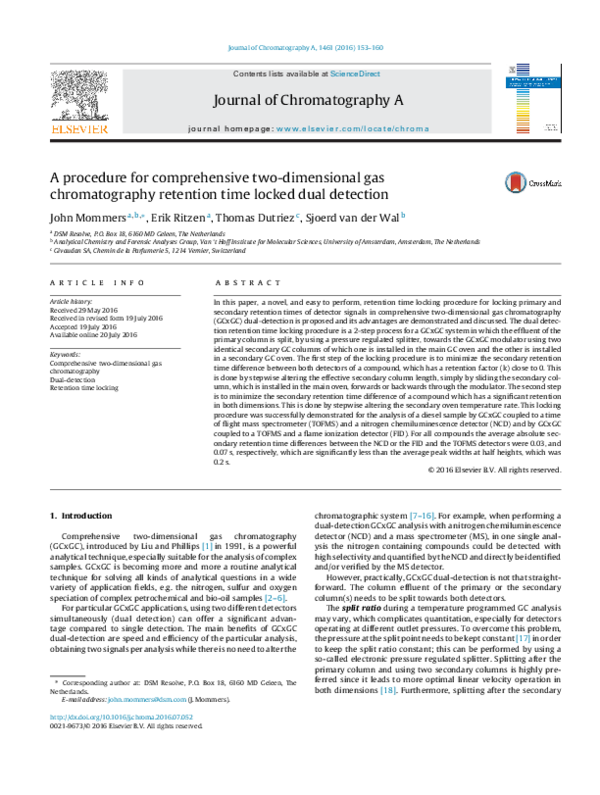 (PDF) A procedure for comprehensive two-dimensional gas chromatography ...