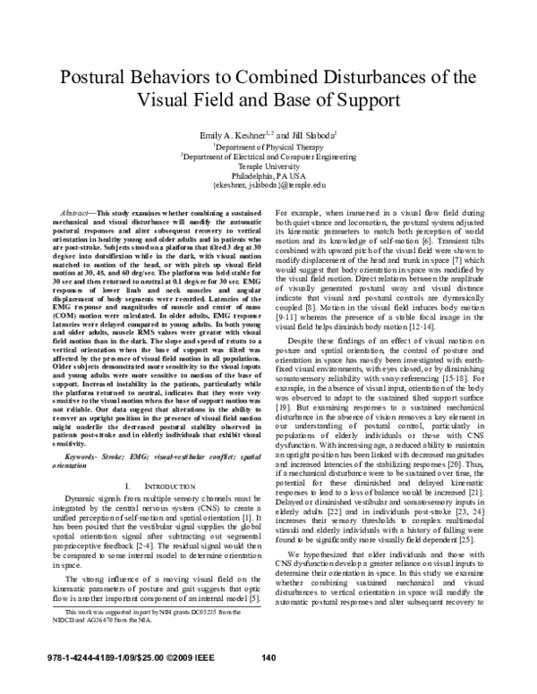 (PDF) Postural behaviors to combined disturbances of the visual field ...