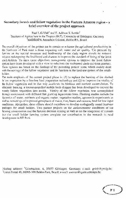 (PDF) Secondary forest and fallow vegetation in the eastern Amazon ...