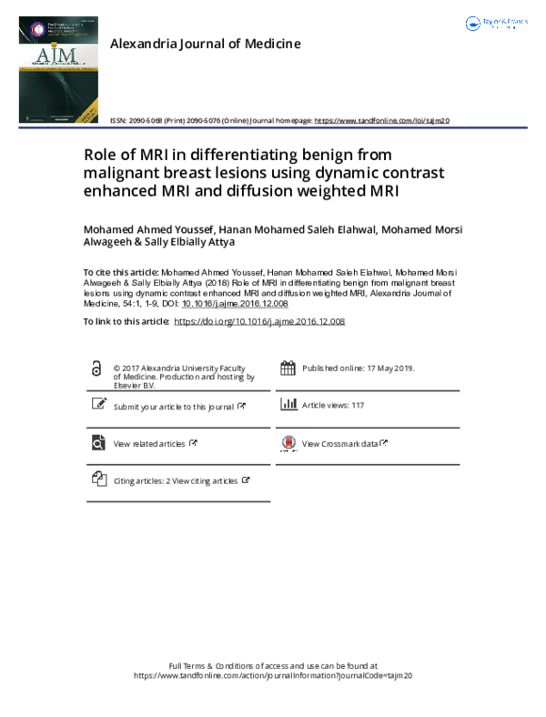 (PDF) Role of MRI in differentiating benign from malignant breast lesions using dynamic contrast ...