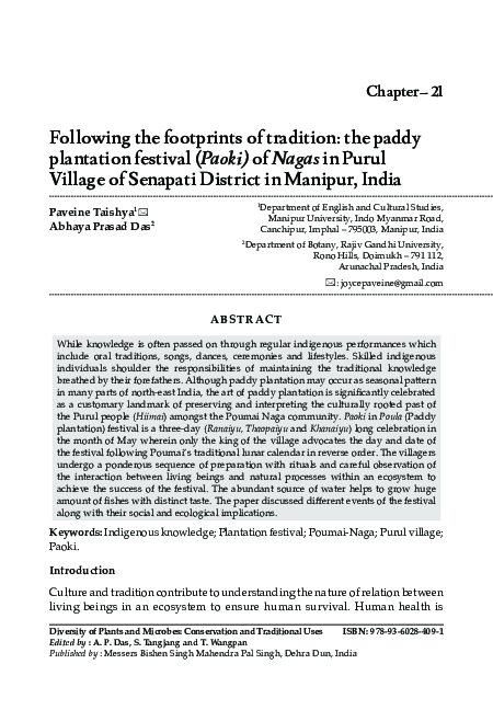 (PDF) Following the footprints of tradition: the paddy plantation festival (Paoki) of Nagas in ...