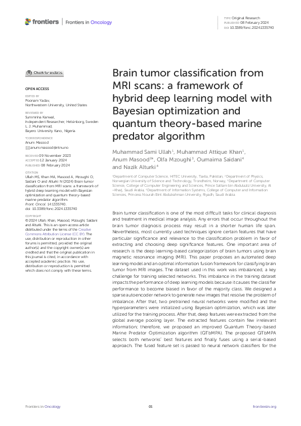 (PDF) Brain tumor classification from MRI scans: a framework of hybrid ...