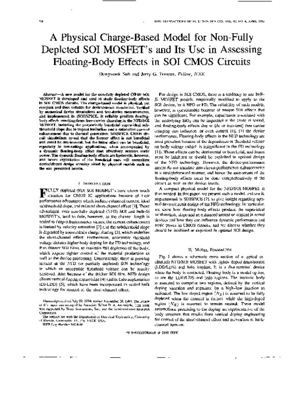 (PDF) A physical charge-based model for non-fully depleted SOI MOSFET's ...
