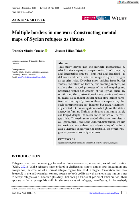 (PDF) Multiple Borders in One War: Constructing Mental Maps of Syrian ...