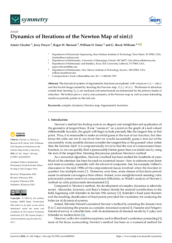 (PDF) Dynamics of Iterations of the Newton Map of sin(z)