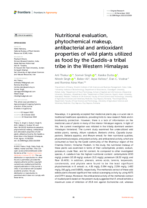(PDF) Nutritional evaluation, phytochemical makeup, antibacterial and antioxidant properties of ...