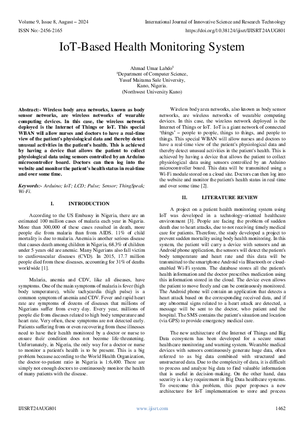 (PDF) IoT-Based Health Monitoring System