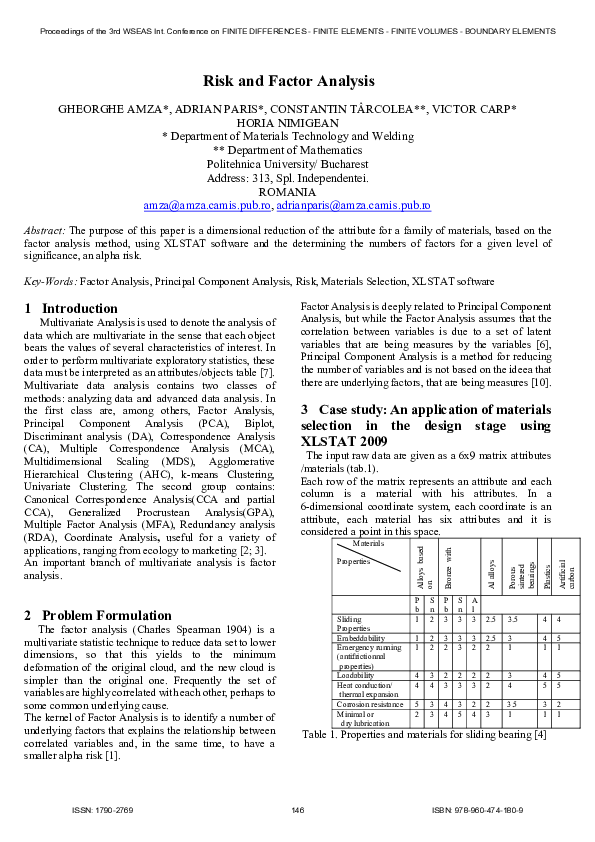 (PDF) Risk and factor analysis