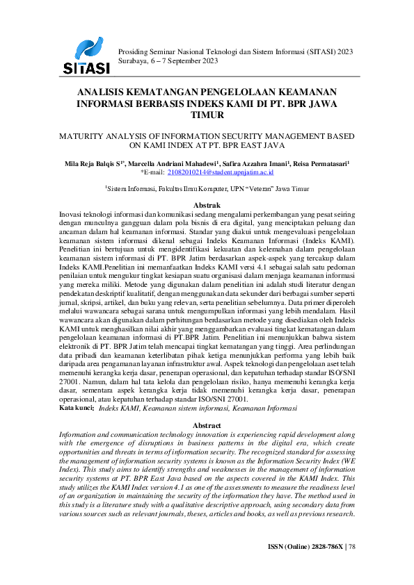 (PDF) Analisis Kematangan Pengelolaan Keamanan Informasi Berbasis ...