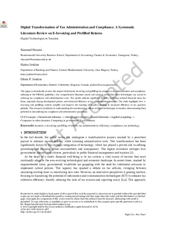 (PDF) Digital Transformation of Tax Administration and Compliance: A ...