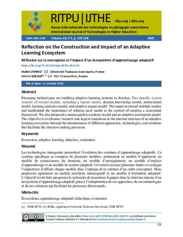 (PDF) Reflection on the Construction and Impact of an Adaptive Learning ...