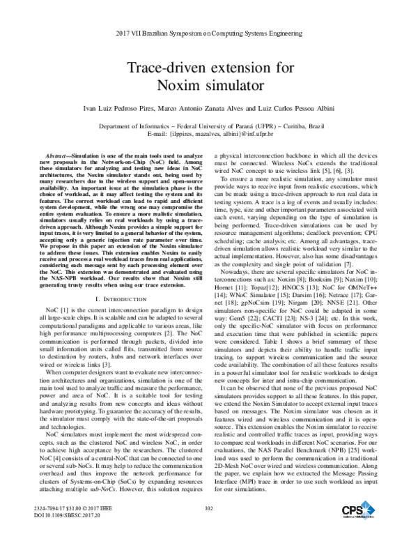 (PDF) Trace-Driven Extension for Noxim Simulator