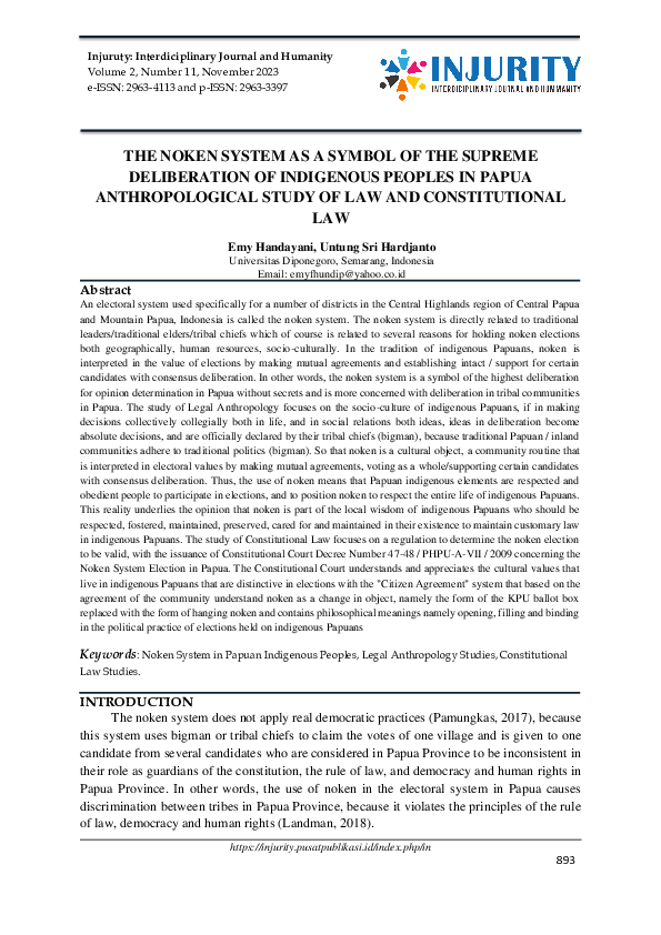 (PDF) The Noken System as a Symbol of the Supreme Deliberation of ...