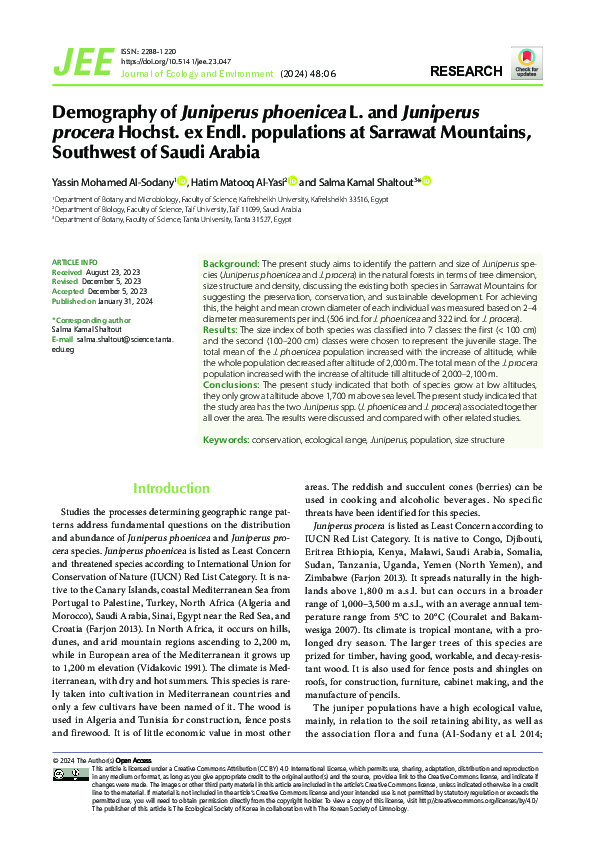 (PDF) Demography of Juniperus phoenicea L. and Juniperus procera Hochst ...