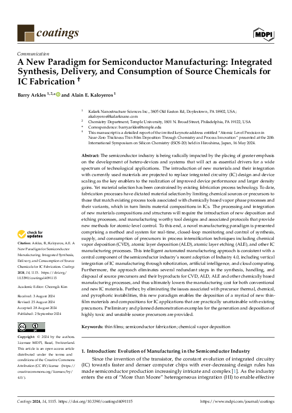 (PDF) A New Paradigm for Semiconductor Manufacturing: Integrated ...