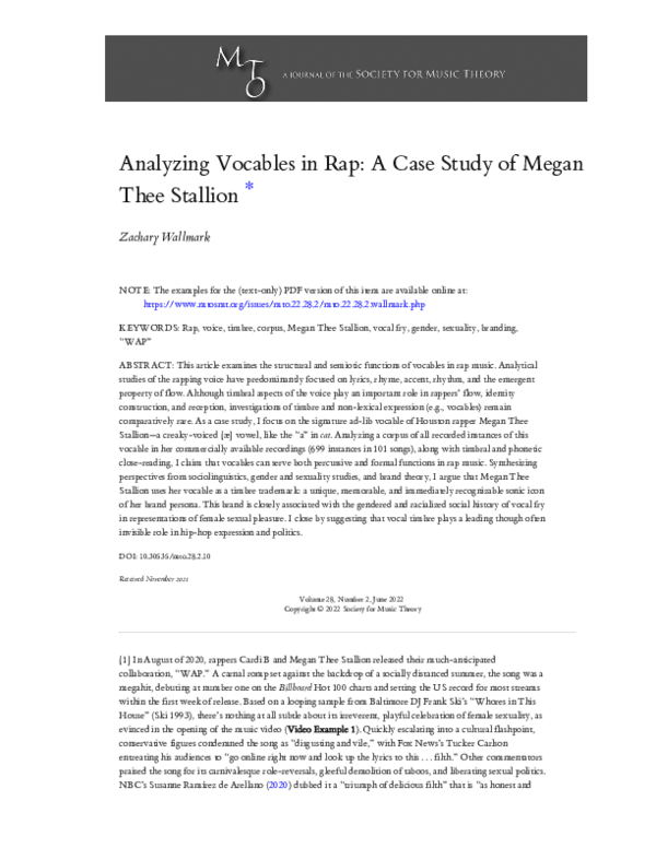 (PDF) Analyzing Vocables in Rap