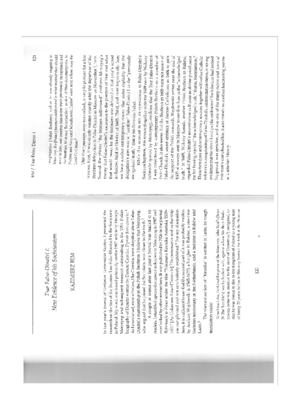 (PDF) Tsar False-Dimitri I: New Evidence of his Socinianism