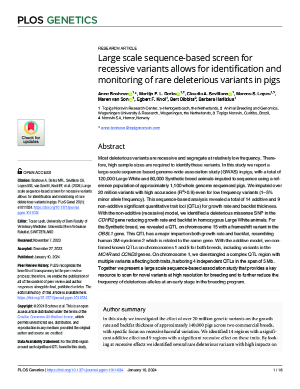 (PDF) Identifying Rare Deleterious Variants in Pigs