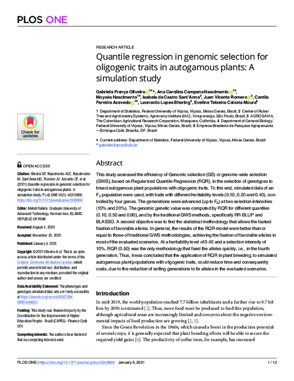 (PDF) Quantile regression in genomic selection for oligogenic traits in ...