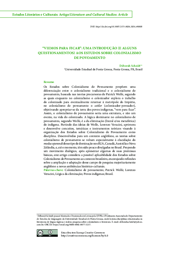(PDF) “VIEMOS PARA FICAR”: UMA INTRODUÇÃO (E ALGUNS QUESTIONAMENTOS ...