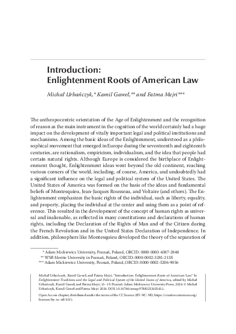 (PDF) Introduction: Enlightenment Roots of American Law