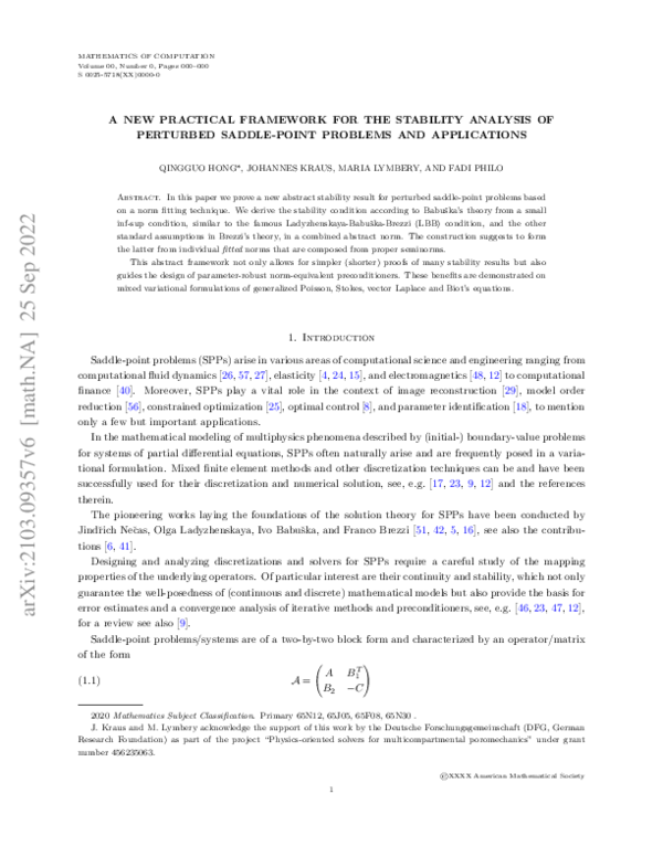 (PDF) A new practical framework for the stability analysis of perturbed saddle-point problems ...