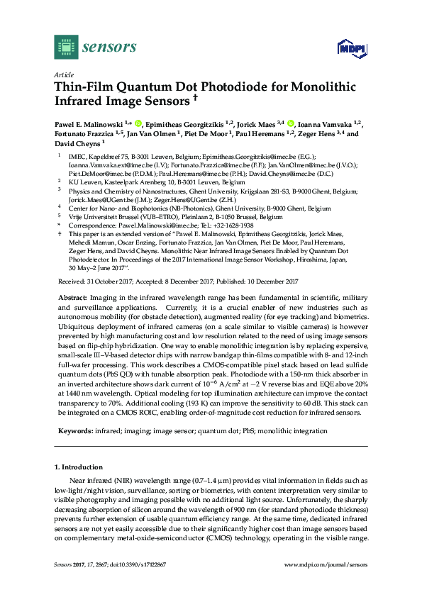 (PDF) Thin-Film Quantum Dot Photodiode for Monolithic Infrared Image ...