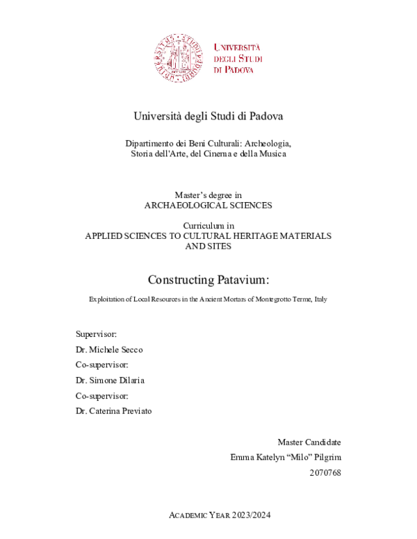 (PDF) Constructing Patavium: Exploitation of Local Geological Resources ...