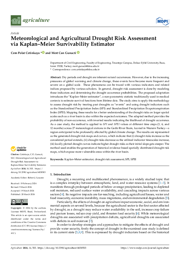 (PDF) Meteorological and Agricultural Drought Risk Assessment via ...