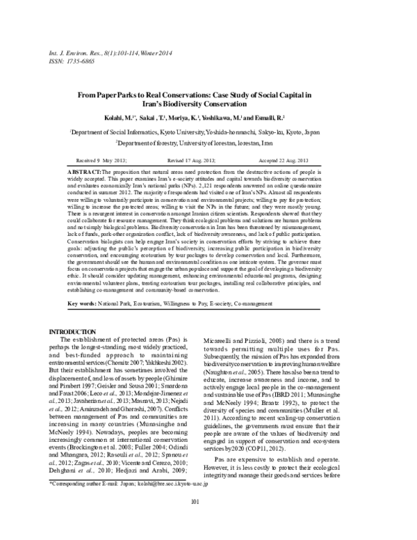 (PDF) From Paper Parks to Real Conservations: Case Study of Social ...