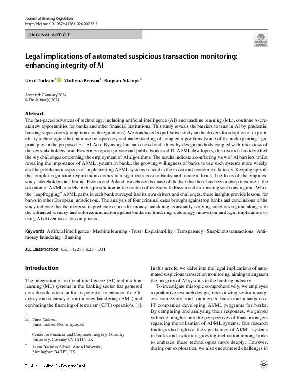 (PDF) Legal implications of automated suspicious transaction monitoring ...