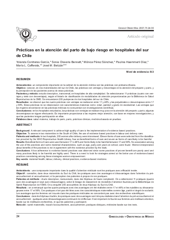 (PDF) [Practices in the care of the low-risk delivery in hospitals in ...