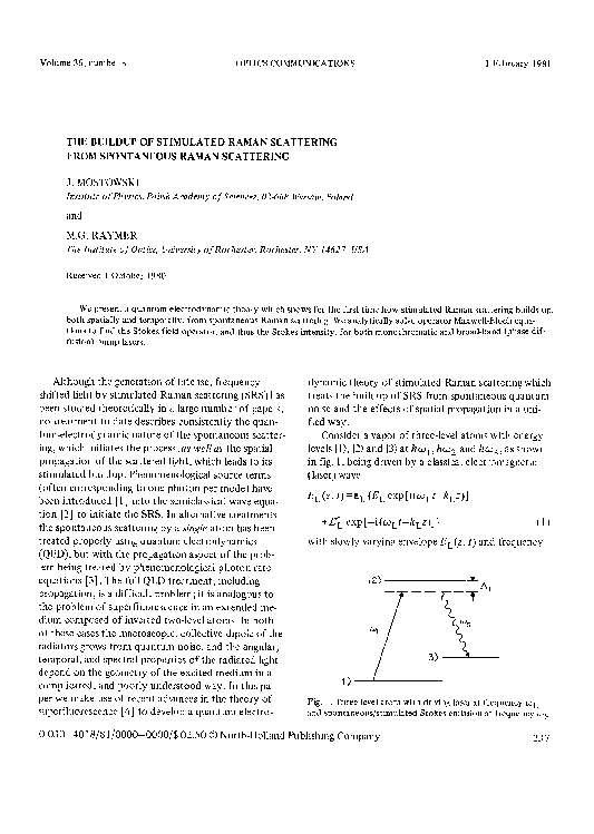 (PDF) The buildup of stimulated Raman scattering from spontaneous Raman ...