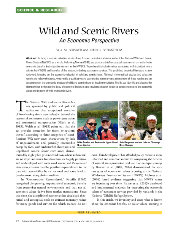 (PDF) Wild and scenic rivers: An economic perspective