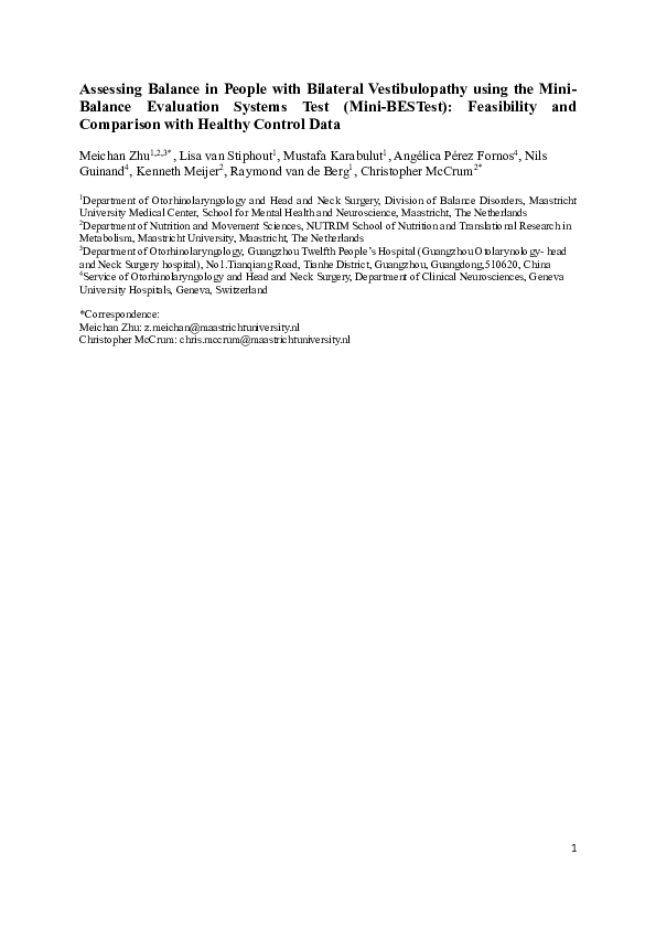 (PDF) Assessing Balance in People with Bilateral Vestibulopathy using ...