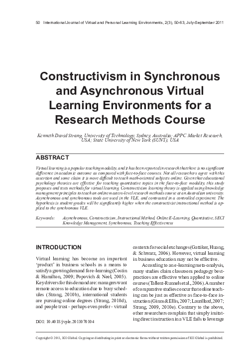 (PDF) Constructivism in Synchronous and Asynchronous Virtual Learning ...