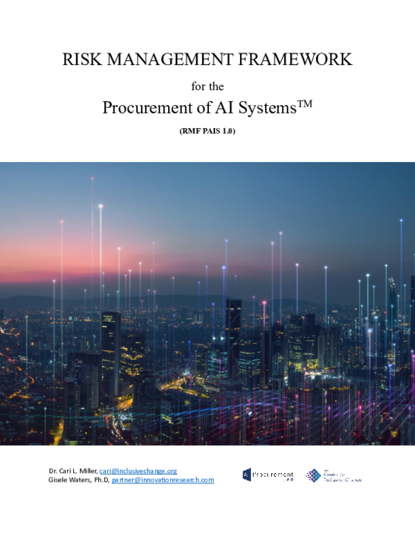 (PDF) Risk Management Framework for Procurement of AI Systems RMF PAIS V1.0