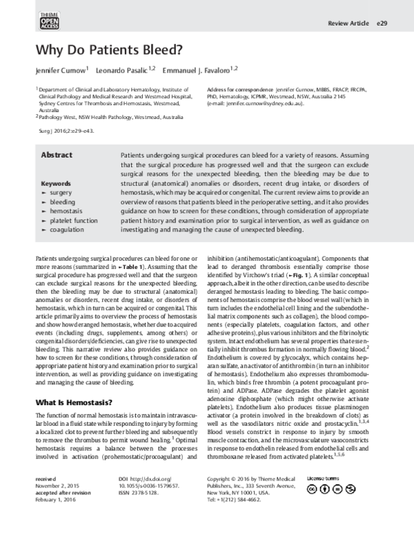 (PDF) Why Do Patients Bleed?