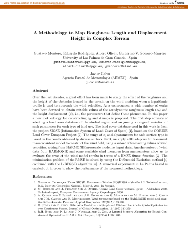 (PDF) A Methodology to Map Roughness Length and Displacement Height in ...
