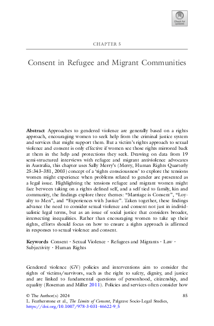 (PDF) Consent in Refugee and Migrant Communities | Lisa Featherstone ...