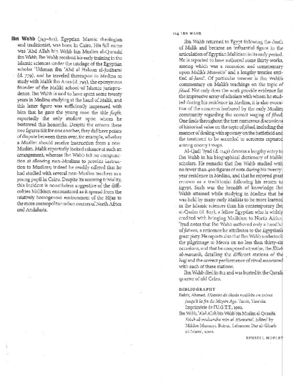 (PDF) Ibn Wahb al-Qurashi al-Misri