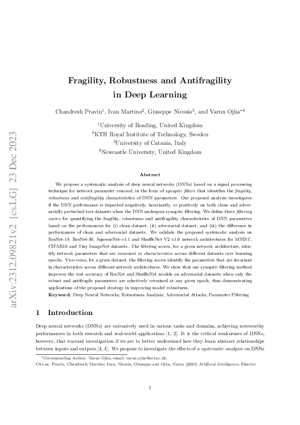 (PDF) Fragility, Robustness and Antifragility in Deep Learning