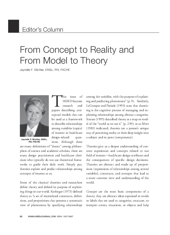 (PDF) From Concept to Reality and from Model to Theory