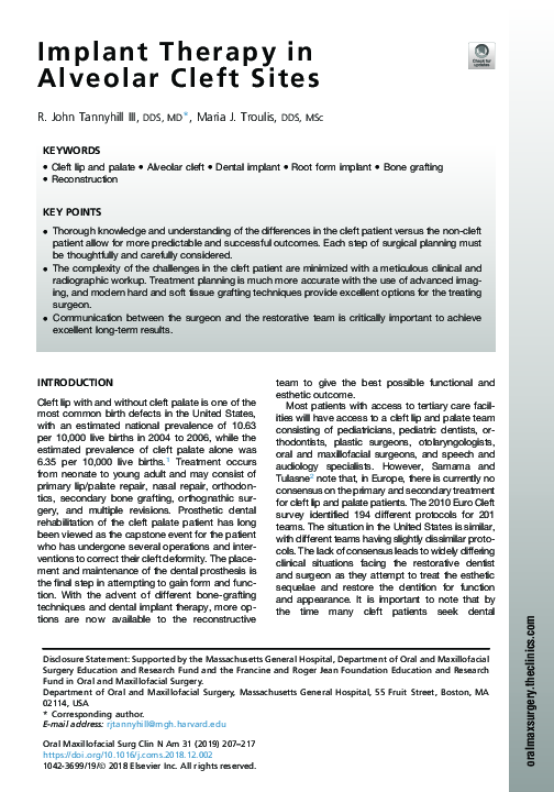 (PDF) Implant Therapy in Alveolar Cleft Sites